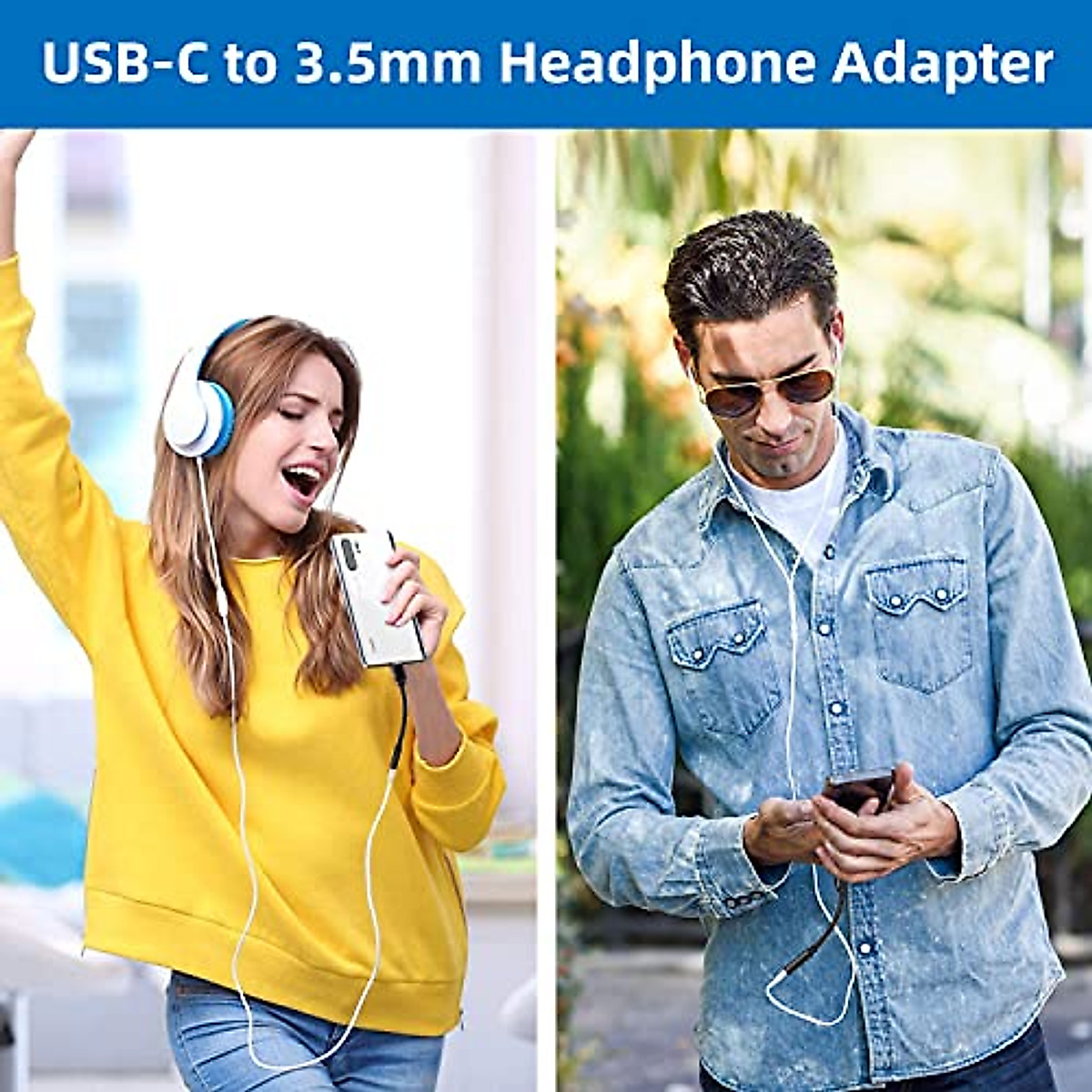USB C to 3.5mm Audio Adapter - Hi-Res Sound (2 Pack)