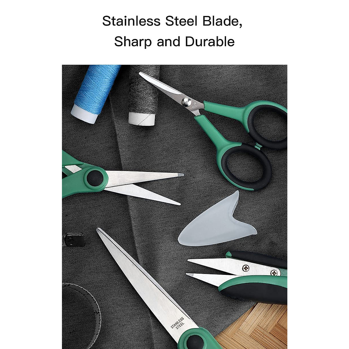 Chevining Fabric Scissors Professional Sewing Scissors For Fabric Cutting Contains 1 Fabric Scissor 1 Detail Scissor 1 Embroidery Scissor and 1 Thread Scissor Green*