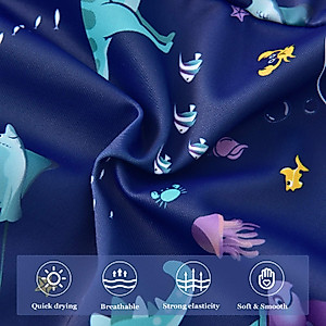 WAWSAM Toddler Dinosaur Swimsuit Kids Bathing Suit Dinosaur Boys Rash Guard with Hat Quick Dry Long Sleeve Swimwear Infant Swim Truck Rashguard Set for Swimming Beach Pool Vacation