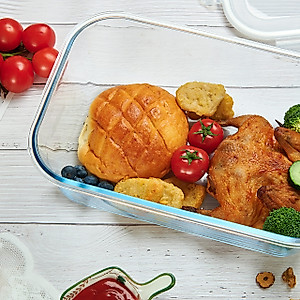 LIFESENCE 5400ml Extra-Large Glass Container with Lid Glass Food Box, 180OZ Rectangle Glass Casserole & Baking Dish withLocking Lid Serving Storing Food for Soups, Speaghetti and Meatballs