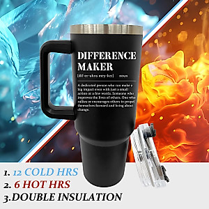 Difference Maker Gift 40oz Tumbler Thank You Gifts Water Bottle Employee Appreciation Gifts Travel Coffee Mug Stainless Steel Vacuum Insulated Thermal Cup for Teacher Supervisor Leader Birthday