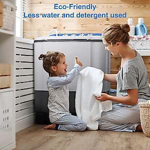 EUASOO 24Lbs Portable Washer and Dryer, Portable Washing Machine, Washer (16Lbs)& Spin(8Lbs)2 in 1 Twin Tub Washer Compact Machine with Drain Pump