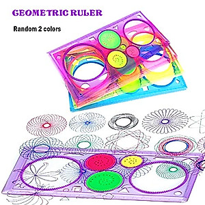 MIMIDOU Spiral Designer Freestyle Design Deluxe Kit, kids drawing aid art design stencil set include multicolored gel pen, spiral shapes and geometric templates 17 pcs.