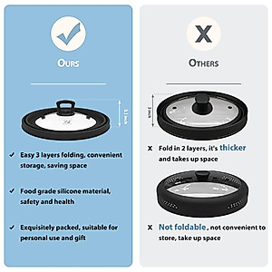 Microwave Splatter Cover Vented Glass Cover Splatter Guard Lid with Collapsible Silicone for Food as Pot Cover Plate Cover 10.5 inch for 6 7 8 9 10 inch Plate Bowl
