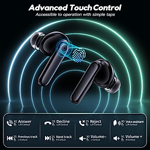 kurdene TWS G01 Bluetooth 5.3 LE Audio Earbuds Headphones, Built-in Microphone with Immersive Deep Bass & Clear Call, IPX5 Waterproof Ear Buds for iPhone, Android -Black