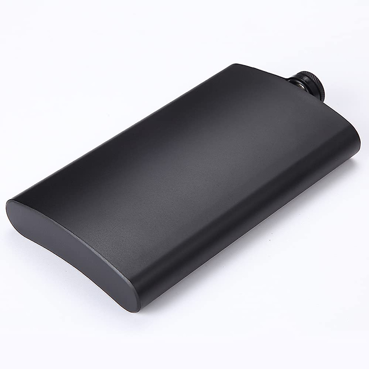 FYL 12 Oz 18/8 Stainless Steel Hip Flask for Liquor with Never-Lose Cap, Leakproof Easy Pour Funnel is Included, Matte Black