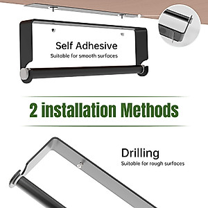 URALFA Under Cabinet Paper Towel Holder Wall Mount, Paper Towel Roll Holder Both Available in Adhesive and Screws, Paper Towel Rack for Kitchen, Bathroom, Pantry, Sink (Black)