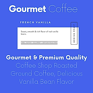 Sarasota Coffee Ground French Vanilla | Medium Roast Gourmet Flavored Coffee Grounds | Low Acid, Mold Free, Specialty Grade Flavored Bulk Ground Coffee | 5lb (80 oz)