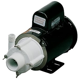 Little Giant TE-5-MD-SC 115/230-Volt, 50/60 Hz, 1/10 HP, 1200 GPH Magnetic Drive Non- Submersible Mildly Corrosive Chemical Transfer Pump, 6-Foot Power Cord with Separate Plug, Black/White, 584504