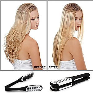 CCbeauty Boar Bristles Double Sided Brush, Hair Straightener Brushes Comb, Stimulates Scalp, Reduces Frizz, Prevents Oil Build-Up, Gives Hair Shine, Naturally Conditions Hair, 140g, Glossy White