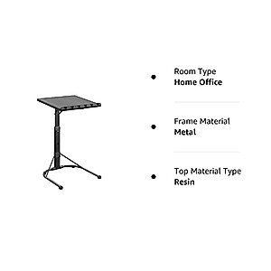 COSCO Multi-Functional Personal Activity Table, Adjustable Height, Portable Workspace, for Snacking & Homework, Compact Fold, Space Saving, Black