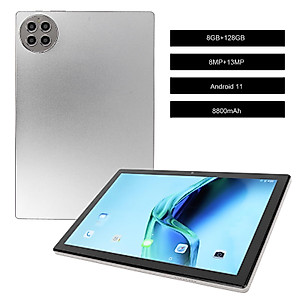 Gugxiom 10.1 Inch Android 11 Tablet, 8GB RAM 128GB ROM,HD Screen, 5G WiFi Dual Band, Kids Content, Smart Switch, 8800mAh (Grey)