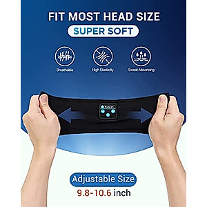 Perytong Sleep Headphones Bluetooth Headband Wireless Sports Headphones Headband, Long Playtime Lightweight Headphones Hi-Fi Stereo Ergonomic ASMR Sleep Headphone Cool Gadget Gift for Men Women Black