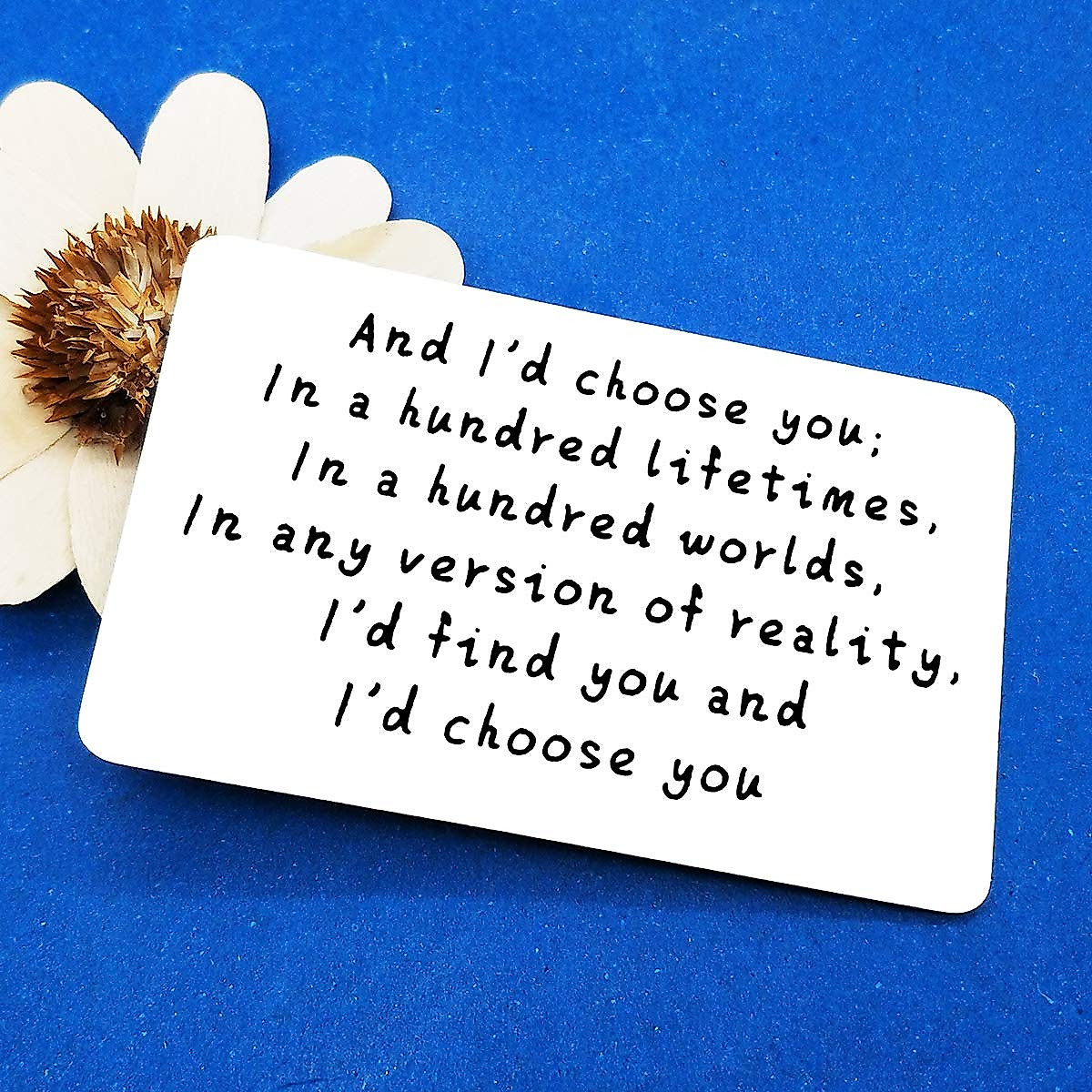 Engraved Wallet Insert Card Husband Gifts from Wife Boyfriend Gifts Anniversary Valentines Gifts for Men I'd choose you Metal Cards Birthday Card Gifts for Husband Wedding Day Gift for Groom Fiance