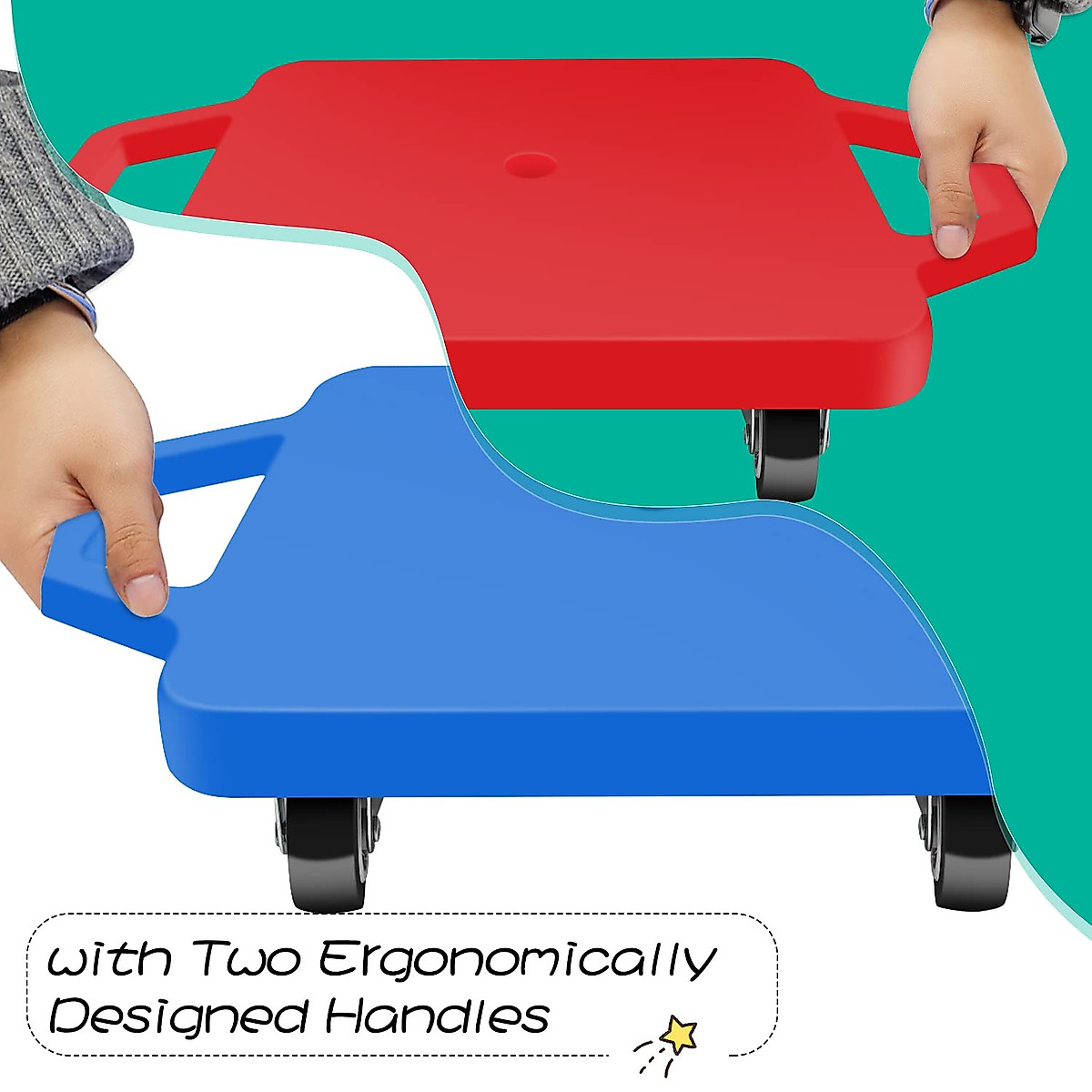 4 Pack Sports Scooter Board with Handles, Floor Scooter, Sitting Scooter Board for Kids Sports Activities, Age: Over 6 Years Old