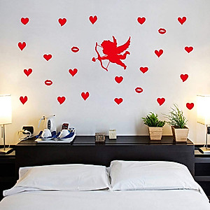 Valentine Day Decor Cupid Angel Wall Decal Love Arrow Decals Heart Wall Decor Love Heart Wall Stickers Family Kids Room Home Wall Window Couple Bedroom Decoration
