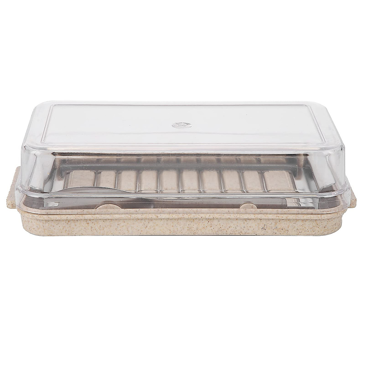 Milltrip Butter Dish, Stainless Steel Butter Cutter Container Multi-Purpose Butter Storage Box with Transparent Cover forCream Cheese Cake(wheat bottom)