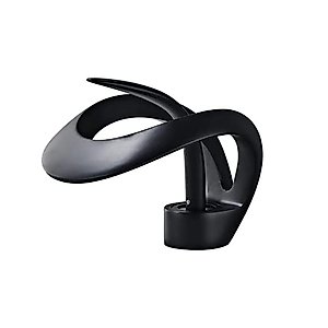 Lovedima Elegant Waterfall Single Handle 1-Hole Bathroom Vessel Sink Faucet Solid Brass Lavatory Vanity Sink Faucet,Black