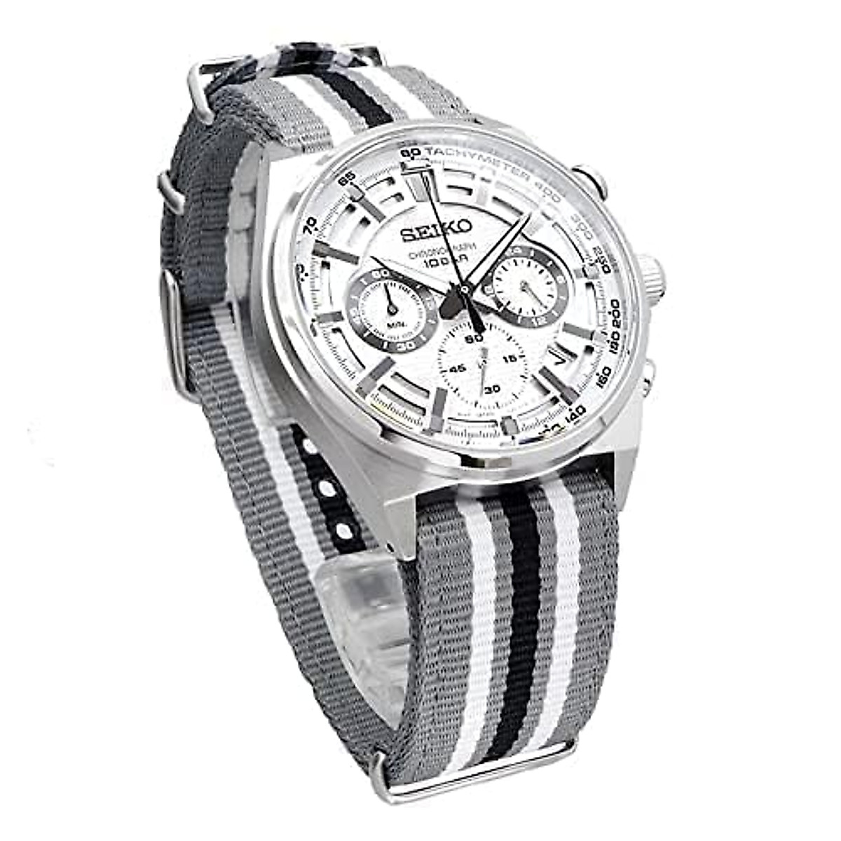 SEIKO Sport Watch SSB401P1, White, Nylon Strap