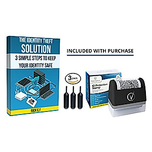 Identity Theft Protection Roller Stamps Wide Kit, Including 3-Pack Refills - Confidential Roller Stamp, Anti Theft, Privacy & Security Stamp, Designed for ID Blackout Security - Classy Black
