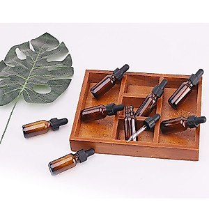 8pack 1/2oz amber Glass Dropper Bottle with Glass Pipette Eye Dropper Bottles Refillable for Essential Oil, Liquid Aromatherapy Fragrance Colognes & Perfumes[free A dropper and a funnel] (1/2oz)