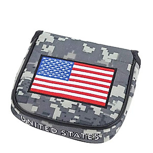 SEACLOUD 1Pc Camouflage Golf Club Mallet Putter Head Cover Waterproof Durable Nylon USA Flag Headcover Protector Bag Square Shape