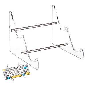 CRASPIRE Acrylic Keyboard Display Stand Holder 2-Tier Mechanical Computer Keyboard Stand Shelf for Desk Transparent Acrylic Stand Keyboards Storage Holder Tray for Computer Tablet Picture Frame