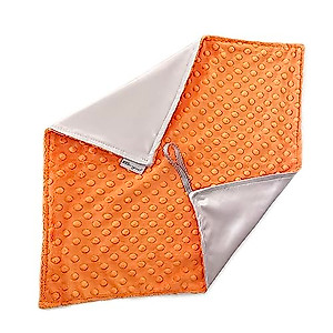 MEG ORIGINAL Satin and Minky Dot Baby Security Blanket Lovey with Loop (Silver/Orange)