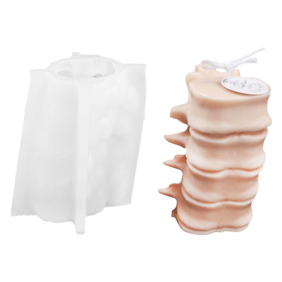 WOPODI Humans Vertebrae Resin Casting Mold 3D Spinal Cord Bone Shape Silicone Candle Molds Columnar Realistic Internal Body Organs Fondant Cakes Scented Beeswax Soap Mould Halloween Party Home Decor