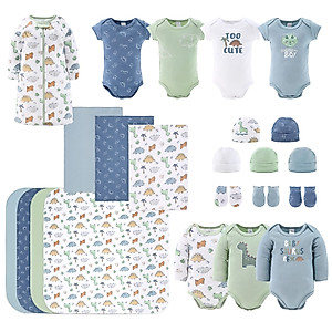 The Peanutshell Baby Layette Gift Set for Baby Boys - 23 Piece New Born Baby Boy Gift Set, Baby Clothes & Newborn Essentials Must Haves - Newborn Baby Boy Clothes 0-3 Months - Dinosaur