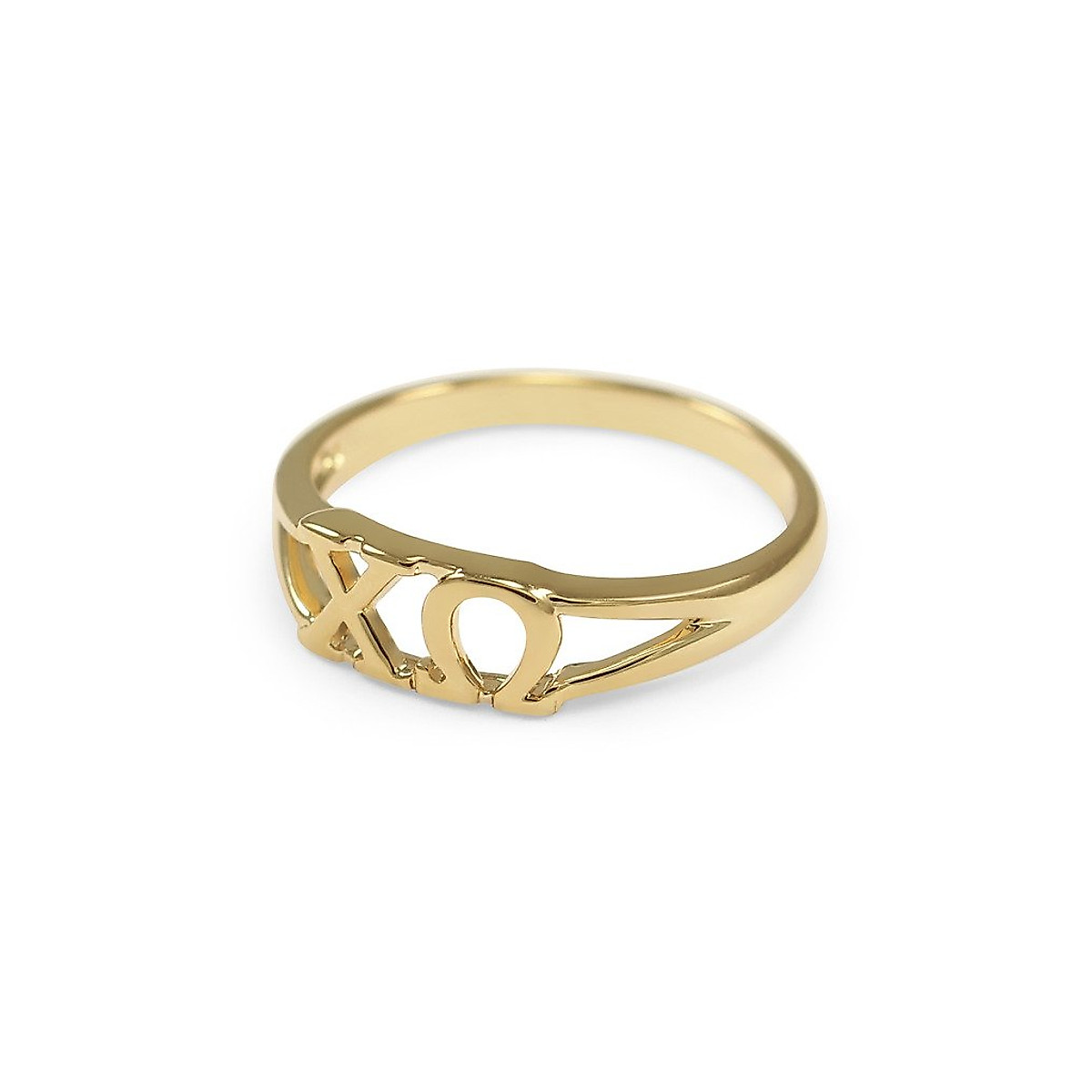 The Collegiate Standard Chi Omega 14k Gold Plated Sorority Ring with Greek letters