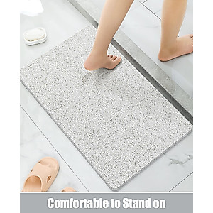 OTHWAY Shower Mat Non Slip without Suction Cups, Quick Drying Bathtub Mat Non Slip for Shower Bathroom, PVC Loofah Shower Mat for Wet Areas (White, 16" x 24")