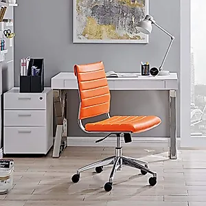 Modway EEI-1525-ORA Jive Ribbed Armless Mid Back Swivel Conference Chair In Orange