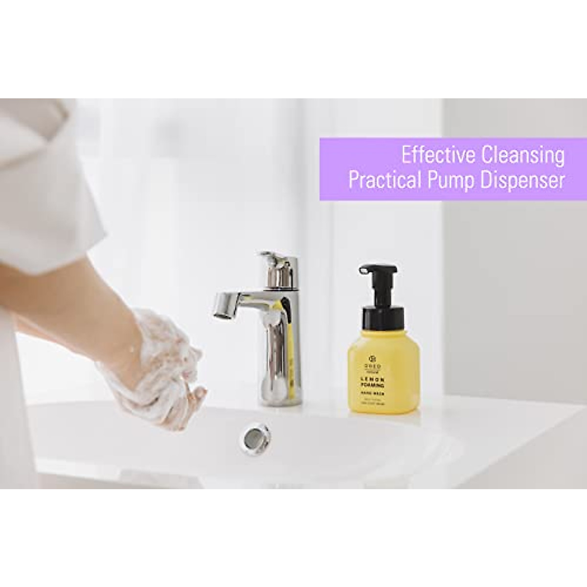 OBED Natural Foaming Hand Soap, Lemon Liquid Hand Soap Pump Bottle, Hydrating and Moisturizing Hand Wash, 65% Lemon Extract and Odor Eliminator, 10.15 fl oz 2 set