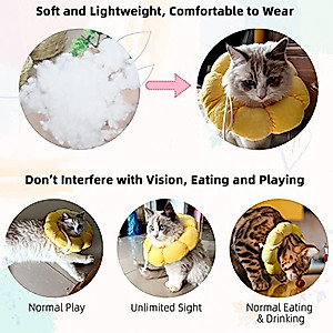KUDES Cat Small Dog Recovery Collar, Cute Sunflower Neck Cone After Surgery, Adjustable Pet E Collar, Wound Healing Protective Cone Surgery Recovery Elizabethan Collars for Small Pet