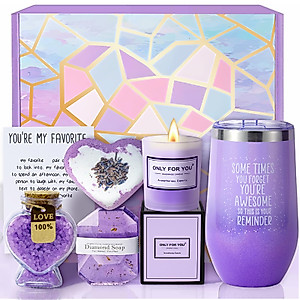Roacap Spa Gifts Basket for Women, Self Care Gifts Get Well Soon Gifts for Her Mom Mother Friends Sister Wife, Unique Happy Birthday Gift Set Package Ideas for Woman, 16oz Wine Tumbler Cup