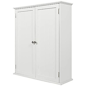 ALAPUR Bathroom Cabinet Wall Mounted,Over Toilet Storage Cabinet with 2 Doors and Adjustable Shelves,Wood Medicine Cabinet for Bathroom, White