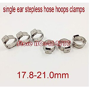 Ochoos 50pcs/lot stainless steel 304 17.8-21.0mm 21.0mm Single ear stepless hose hoops clamps
