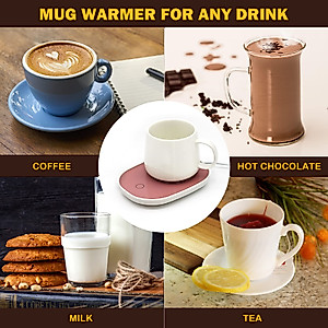 Coffee Mug Warmer,Mug Warmer,Coffee Cup Warmer for Desk,Candle Warmer Coaster for Hot Coffee Tea Espresso Milk Candle Wax, Auto Shut Off Coffee Warmer Plate Pink