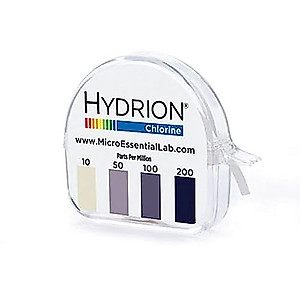 Micro Essential Lab CM-240 Hydrion Chlorine Dispenser 10-200 PPM Test Roll Plus Extra Roll 200 Tests