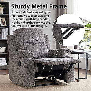 Dreamsir Recliner Chair Breathable Fabric Manual Single Sofa, Living Room Chair Home Theater Lounge Seat, 36×39×40 inch, Limestone Grey