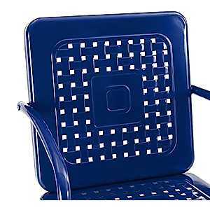 Crosley Furniture Bates 2-Piece Outdoor Chair Set, Retro Metal Patio Chairs for Dining, Porch, Deck, Balcony, Navy Gloss