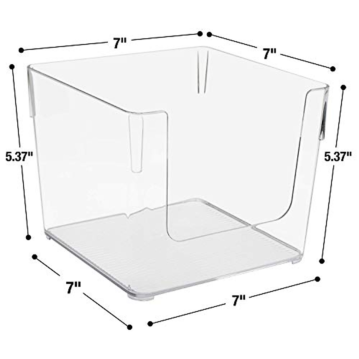 Sorbus Open Plastic Storage Bins Clear Pantry Organizer Box Bin Containers for Organizing Kitchen Fridge, Food, Snack Pantry Cabinet, Fruit, Vegetables, Bathroom Supplies, Square (2-Pack)
