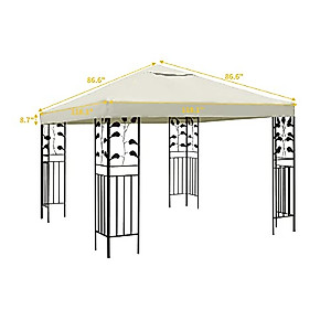 LooDro Canopy Replacement Top Cover Polyester Cloth Single/Double Tier Patio Grill Gazebo Pop Up Tent Roof Replacement Top Outdoor Gazebo Tent Shelter with Air Vent for 10'X10'