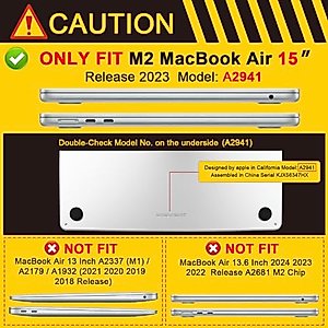Batianda Compatible with New MacBook Air 15 inch Case 2024 M3 M2 Chip Model A3114/A2941, Hard Shell Case with Screen Protector TPU Keyboard Cover and OTG adapter, Crystal Clear