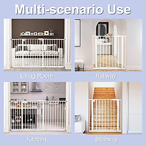 58-Inch Baby Gates Extra Wide - Baby Gates for Stairs,Dog Gates with Auto-Close,Includes 4-Inch, 8-Inch and 12-Inch Extension