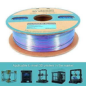 TECSONAR Silk Dual Color PLA Filament Coextrusion Filament Multicolor 3D Printer Filament 1kg Dichromatic Filament 1.75mm (± 0.03 mm) Compatible w/Most of 3D Printer, Silk Blue Rose Red