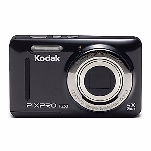 Kodak PIXPRO Friendly Zoom FZ53 Digital Camera (Black) with 16GB SD Card and 4-Pack AA Spare Batteries Bundle (3 Items)