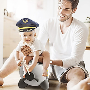 INTOP Airplane Kids Potty Training Toilet, Christmas Gift for Boys and Girls, Toddlers,Backrest Baby Potty Training Seat Non-Slip with Splash Guard,Easy to Empty and Clean (Pink)