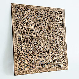 Moroccan Wooden Bed Headboards Hand Carved Panels Sculpture Wall Mounted Decor in Reclaimed Teak Wood 48 Inches